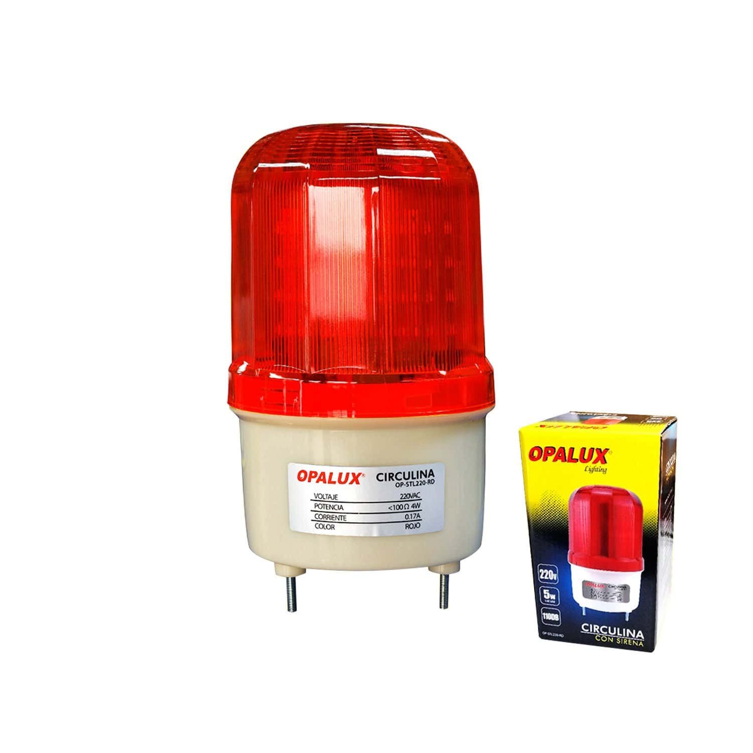 Circulina con Sirena 220VAC Rojo OP-STL220-RD OPALUX - Mihaba.com